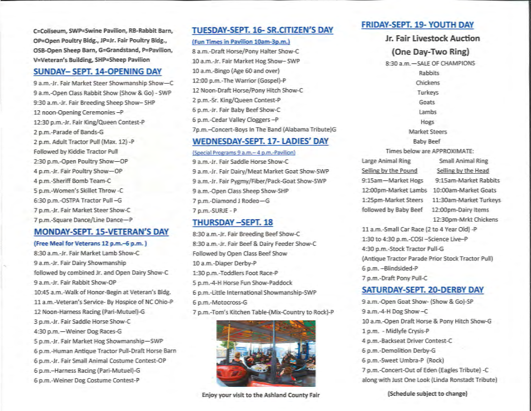 2025 Ashland County Fair September 14th-20th - Ashland County Pictures