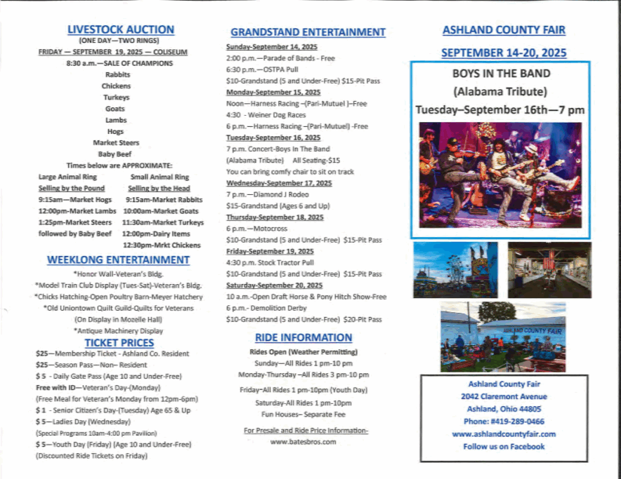 2025 Ashland County Fair September 14th-20th - Ashland County Pictures